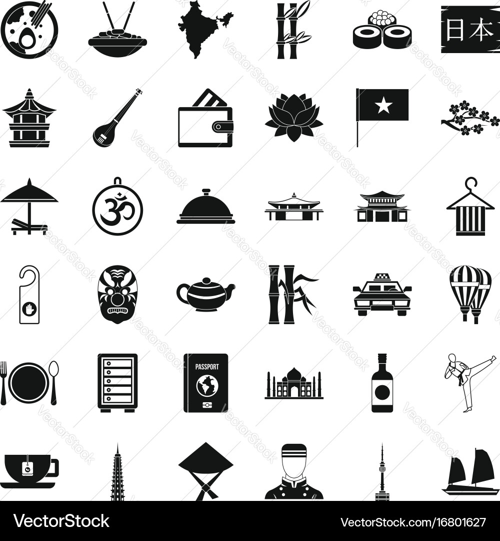 Tasty dish icons set simple style Royalty Free Vector Image