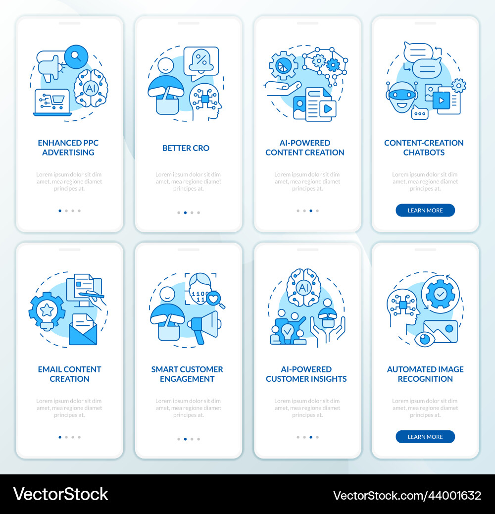 Ai integration in marketing blue onboarding Vector Image