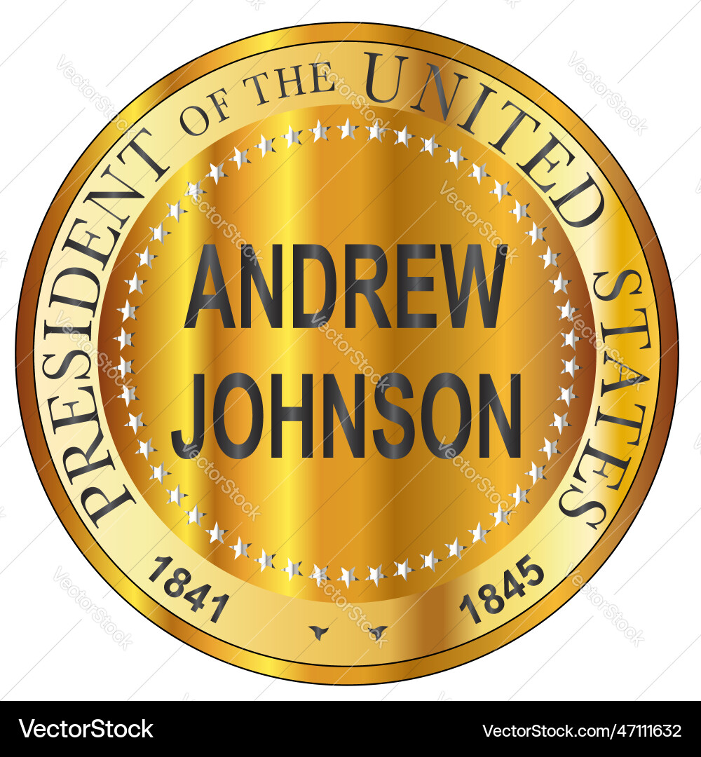 Andrew johnson gold metal stamp Royalty Free Vector Image