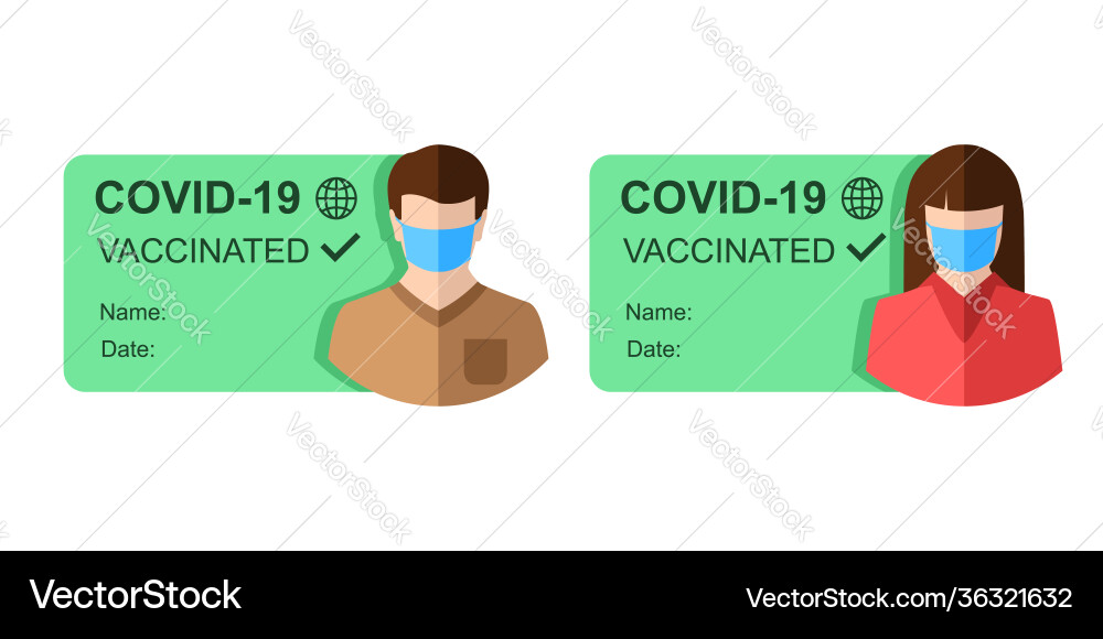 Covid19-19 and pass or card being vaccinated Vector Image