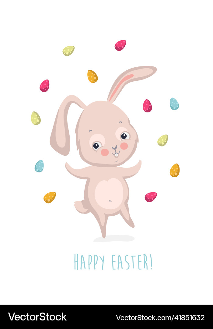 Cute easter card with bunnies and lettering Vector Image