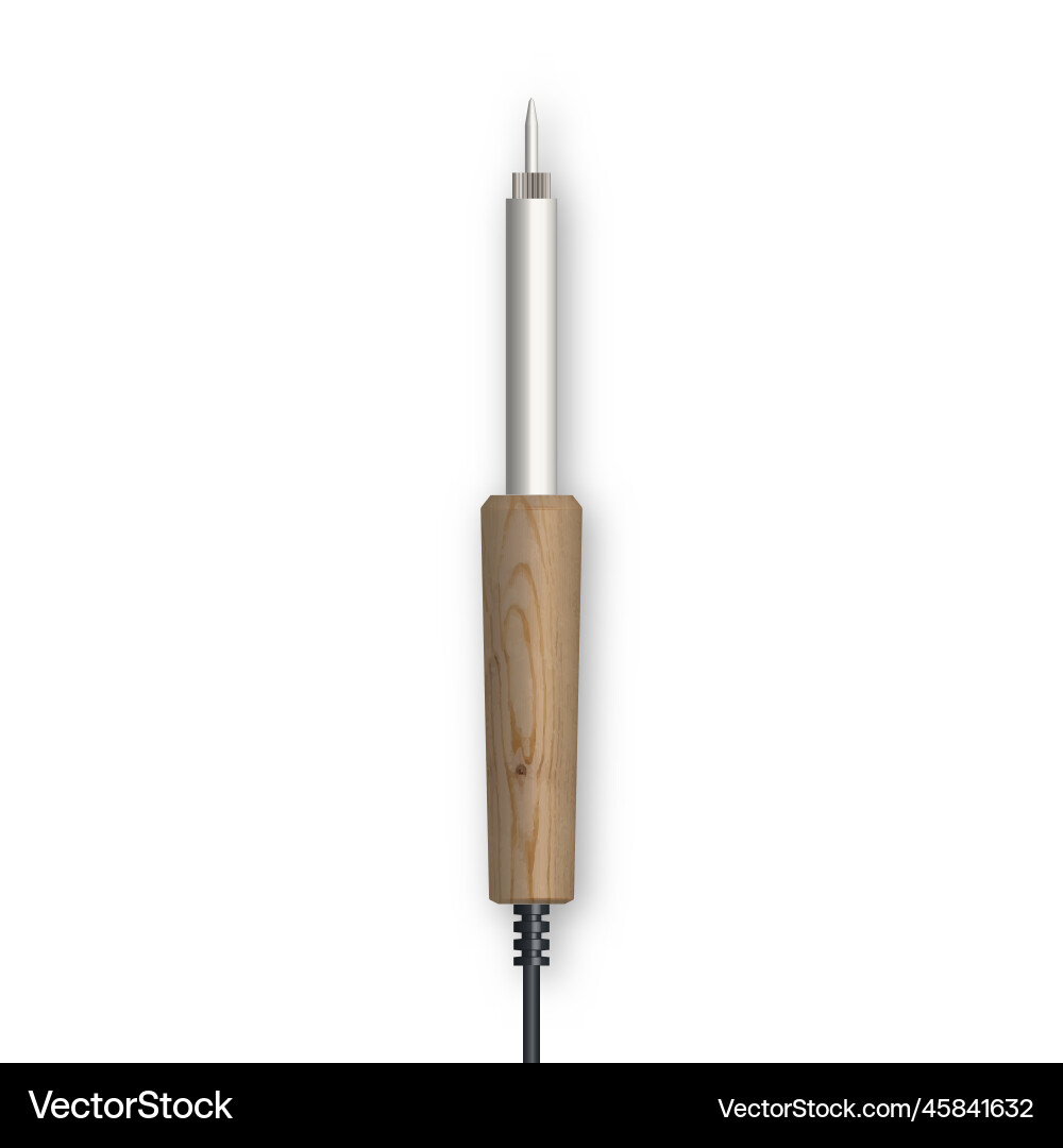 Electric soldering iron with wooden handle 3d Vector Image