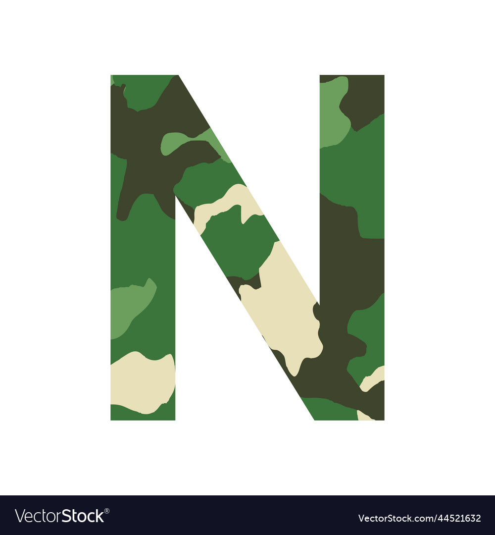 English alphabet letter n khaki style isolated Vector Image