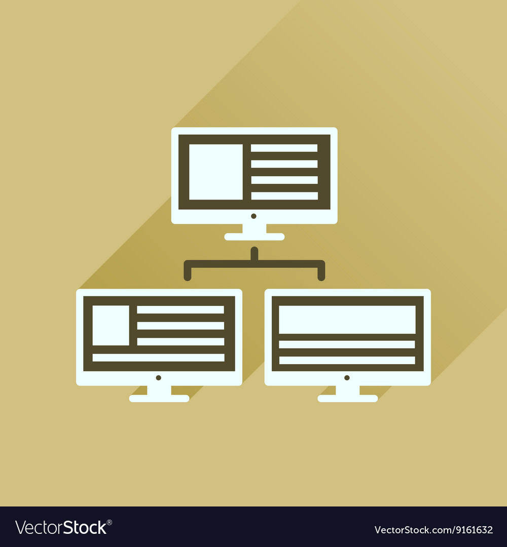 Flat icon with long shadow computer network Vector Image