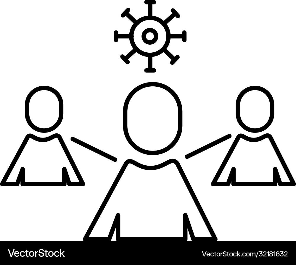 Group humans distance social line style Royalty Free Vector
