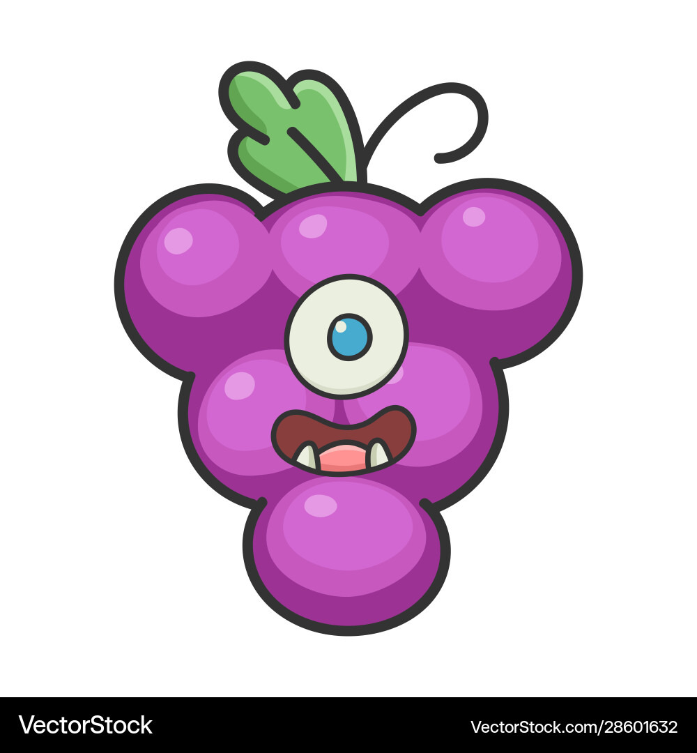 Happy cheerful monster grape cartoon character Vector Image