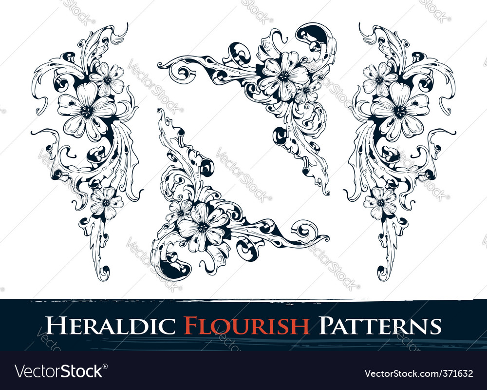 Heraldic flourish patterns Royalty Free Vector Image
