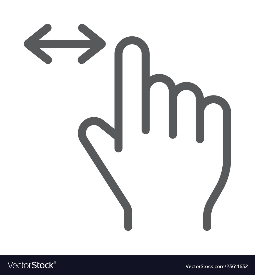 Horizontal scroll line icon finger and gesture Vector Image