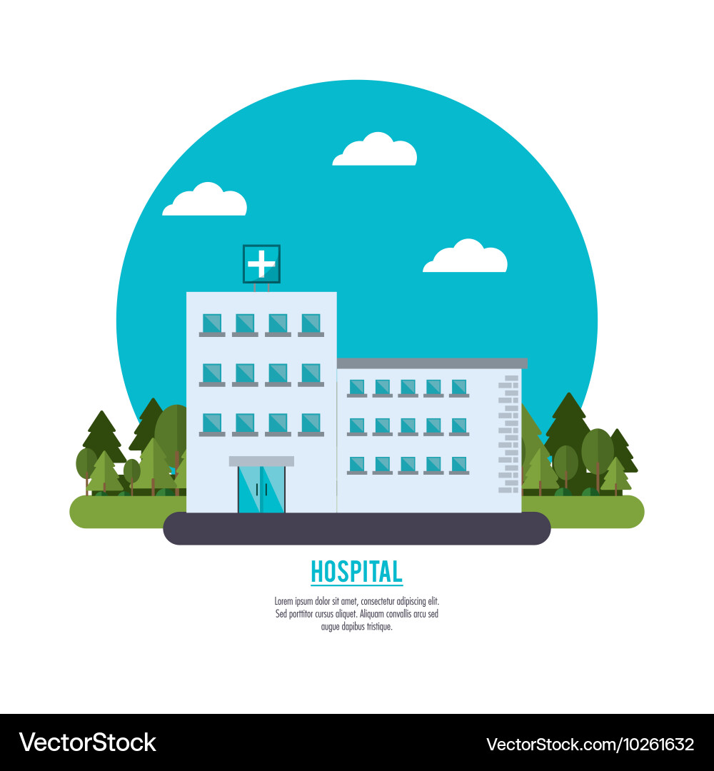 Hospital building clinic design Royalty Free Vector Image