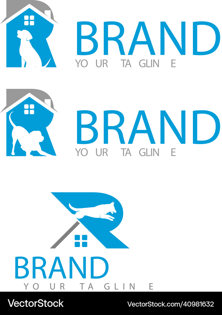 Letter r home dog logo Royalty Free Vector Image