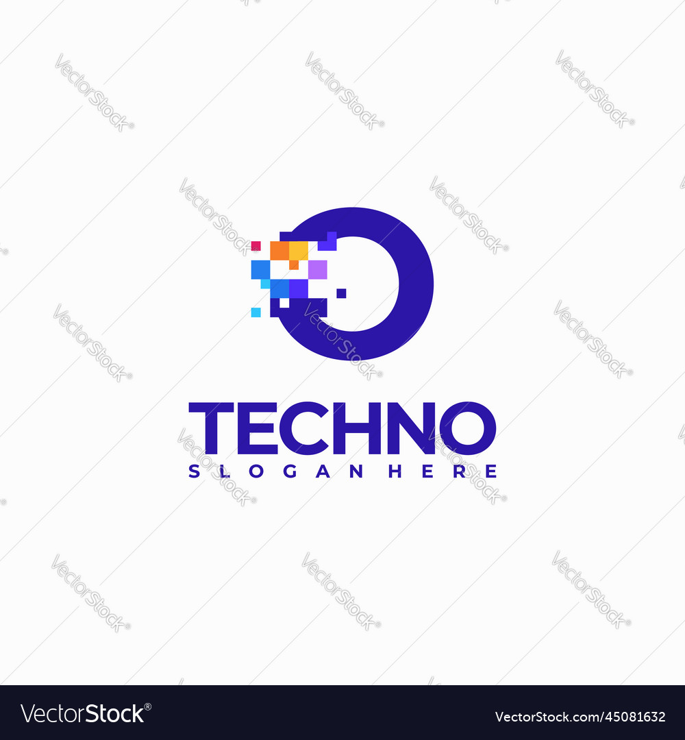O pixel letter logo design template Royalty Free Vector