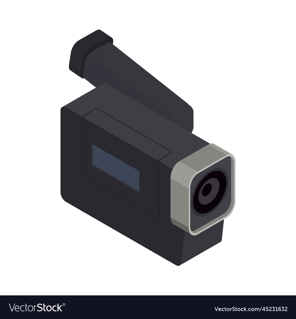 Retro camcorder isometric composition Royalty Free Vector