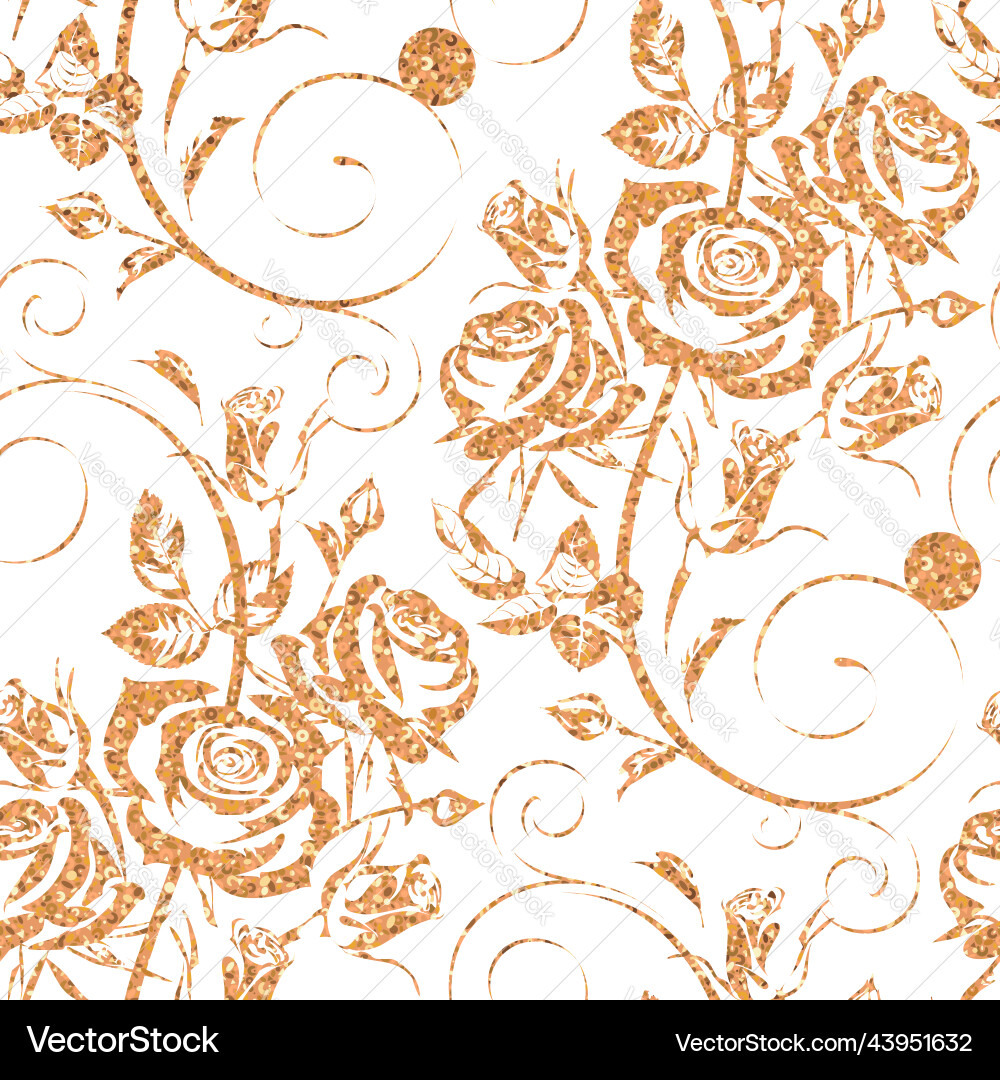 Seamless floral pattern with gold flowers - roses Vector Image