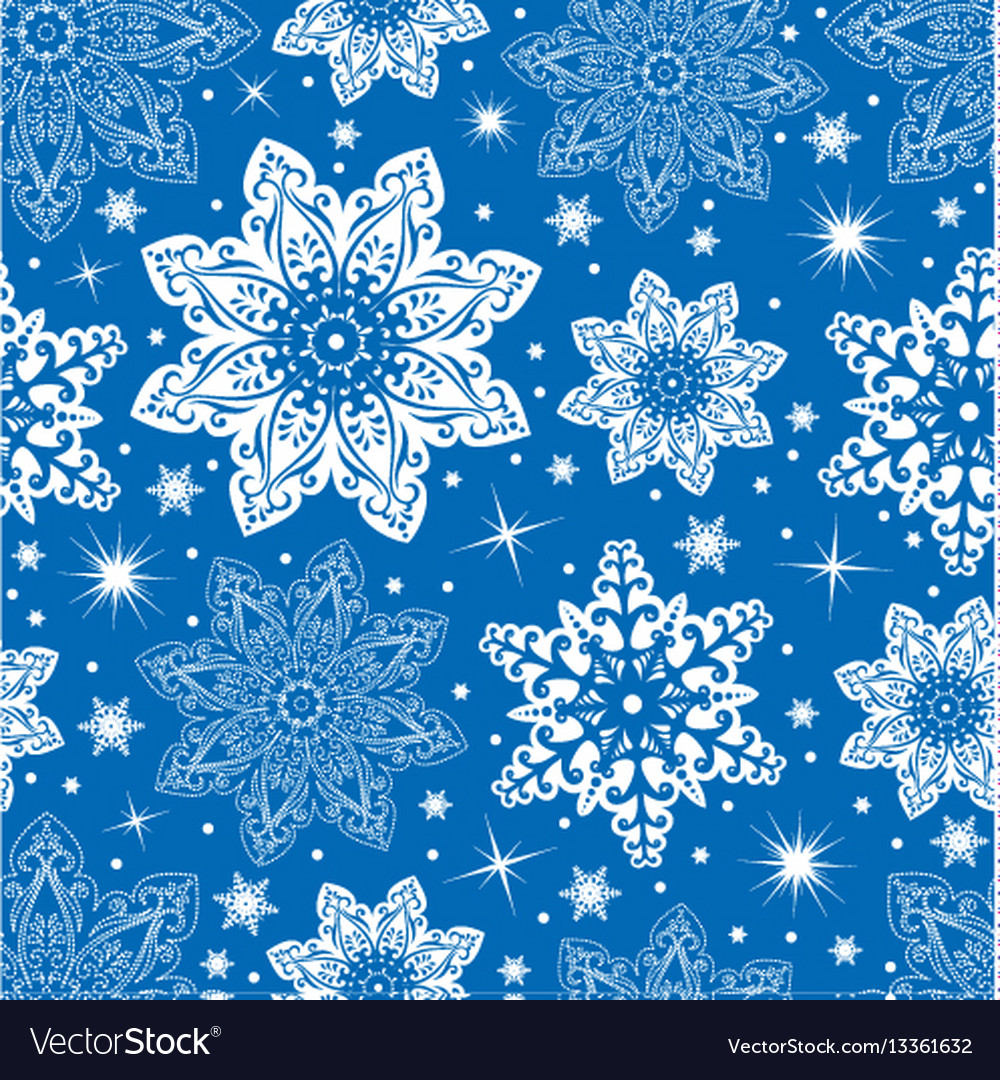 Seamless snowflake pattern Royalty Free Vector Image