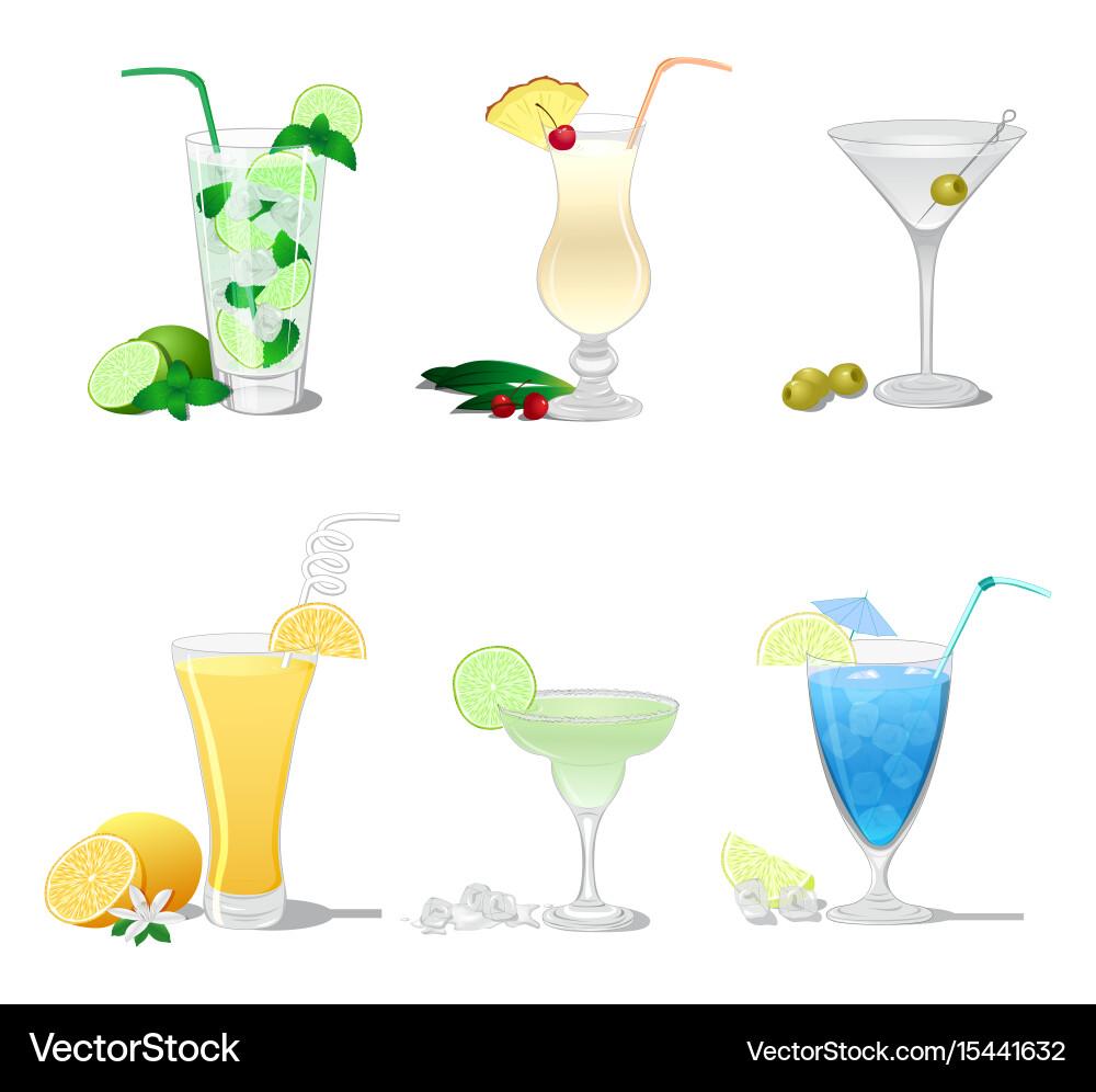 Set of cocktails Royalty Free Vector Image - VectorStock