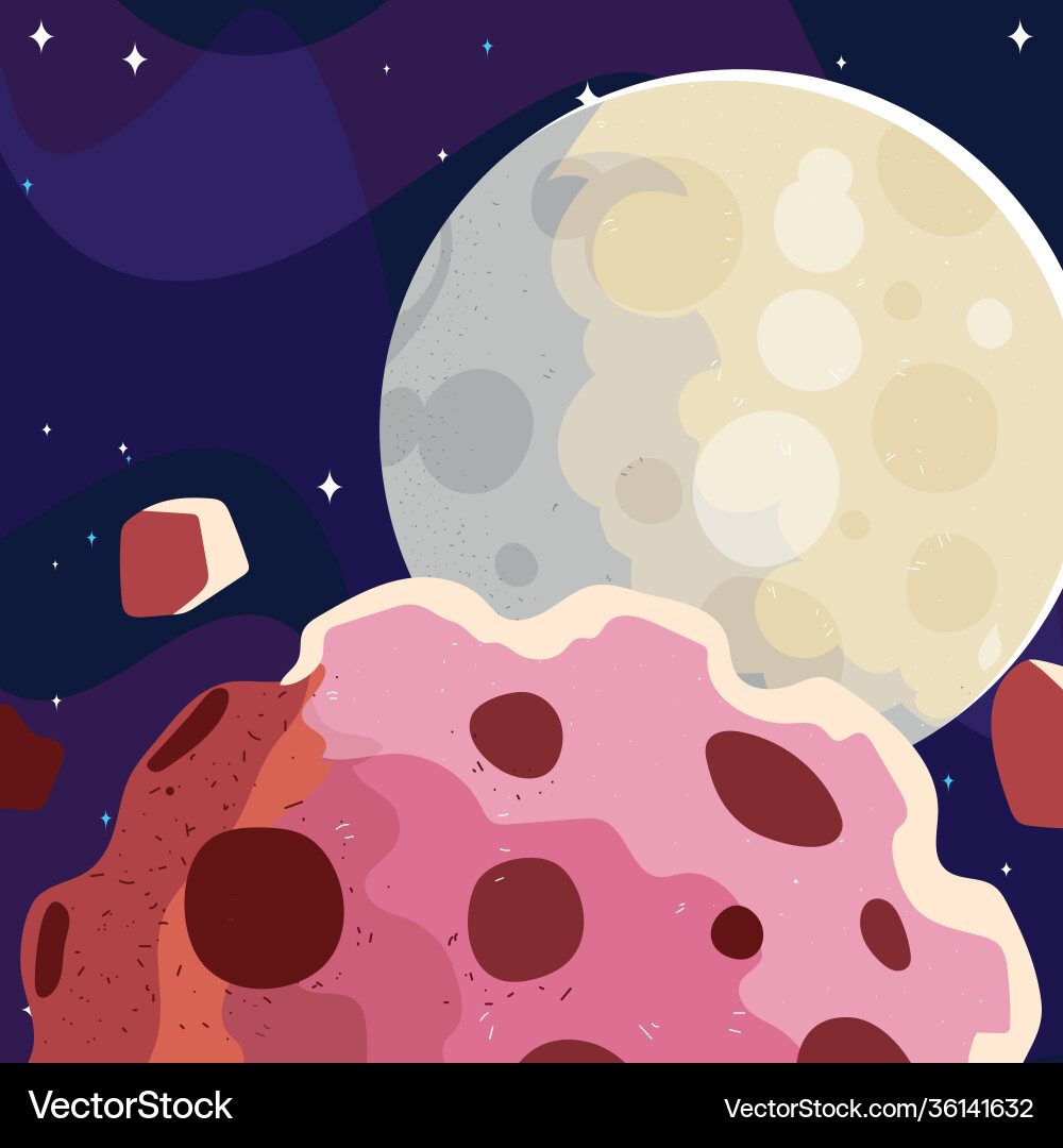 Space moon asteroids stars astronomy galaxy Vector Image