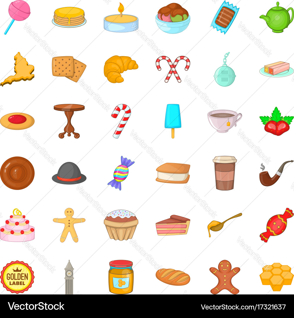 Chocolate icons set cartoon style Royalty Free Vector Image