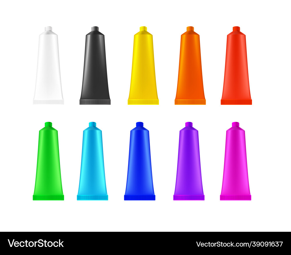 Color paint tubes isolated on white background Vector Image