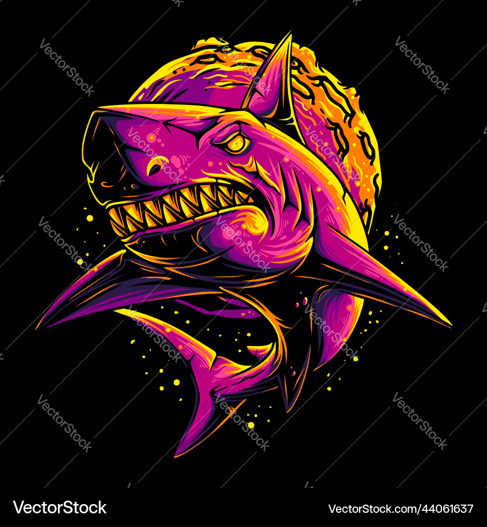 Colorful shark with cool and spooky position Vector Image