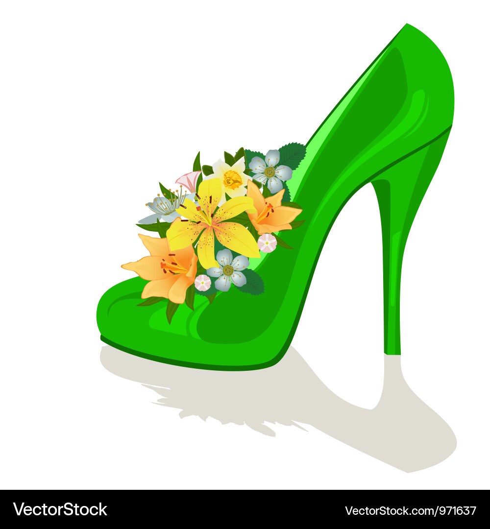 Flowers in a womens shoe Royalty Free Vector Image