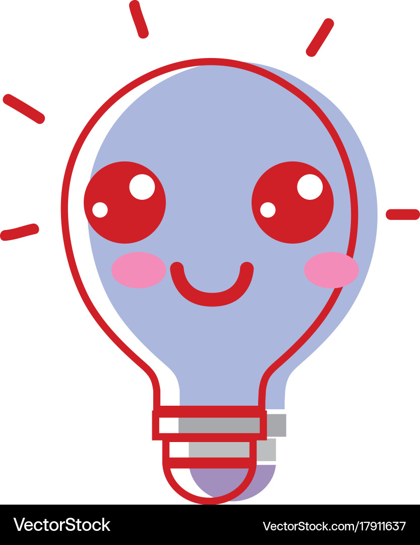 Kawaii cute happy bulb idea Royalty Free Vector Image