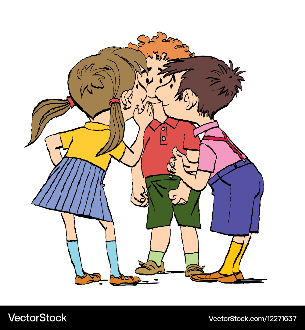 Mystery a group children whispering Royalty Free Vector