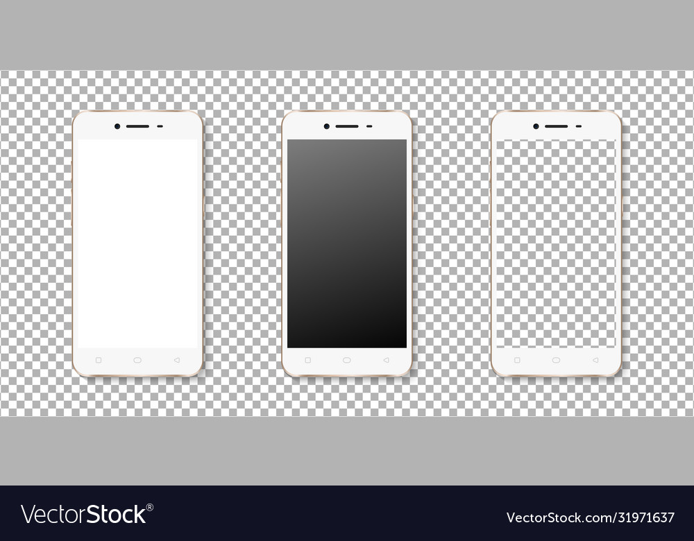 Realistic smartphone display mockup set Royalty Free Vector