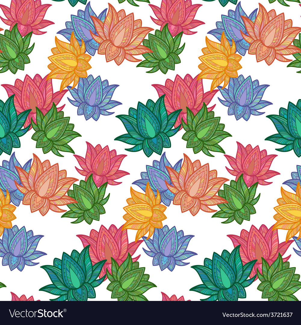 Seamless pattern lotus Royalty Free Vector Image