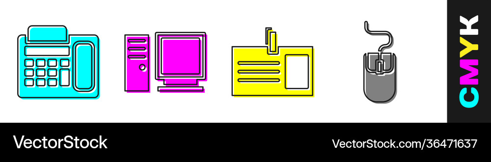 Set telephone computer monitor identification Vector Image