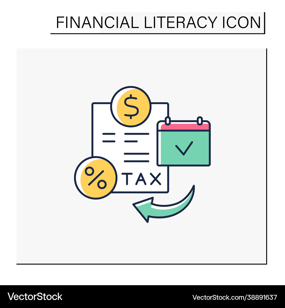 Tax planning color icon Royalty Free Vector Image
