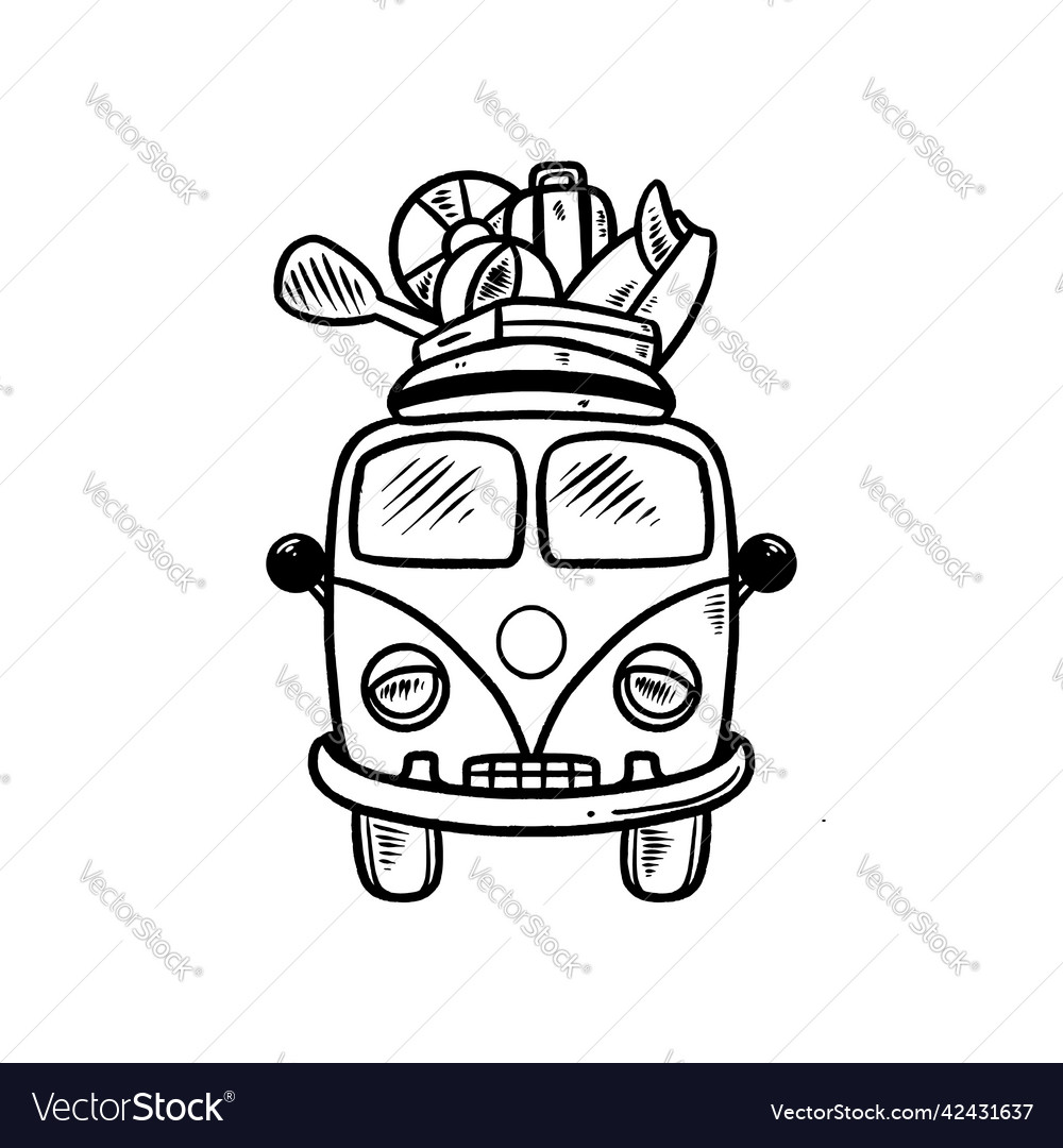 Travel doodles set hand drawn Royalty Free Vector Image