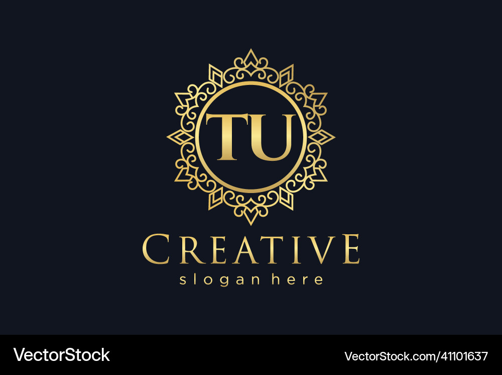 Tu initial letter luxury calligraphic feminine Vector Image