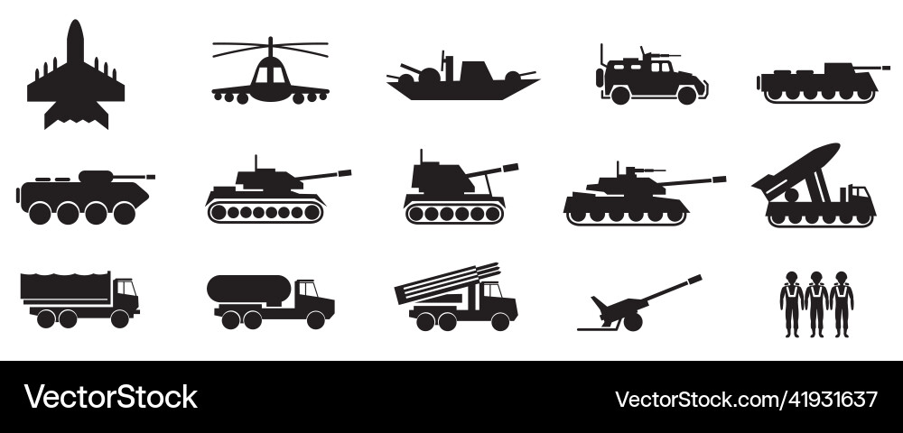 War transport icon sign symbols set Royalty Free Vector