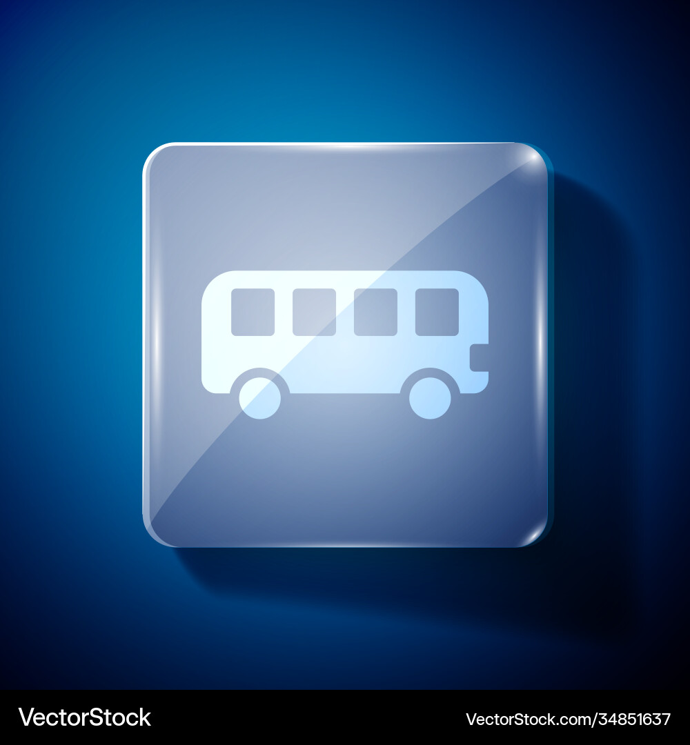White bus toy icon isolated on blue background Vector Image