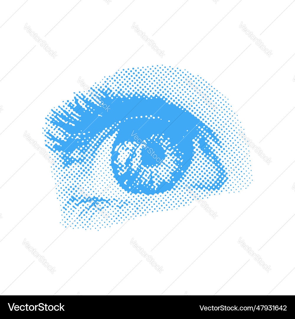 Color halftone human eye isolated realistic Vector Image