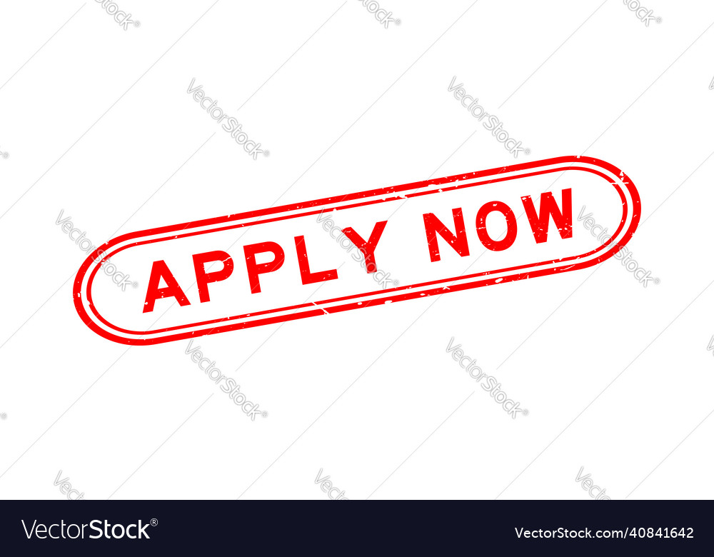 Grunge red apply now word rubber seal stamp Vector Image