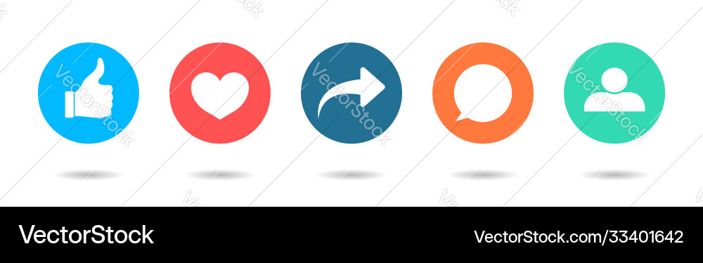 Icon like share friend comment follow and Vector Image