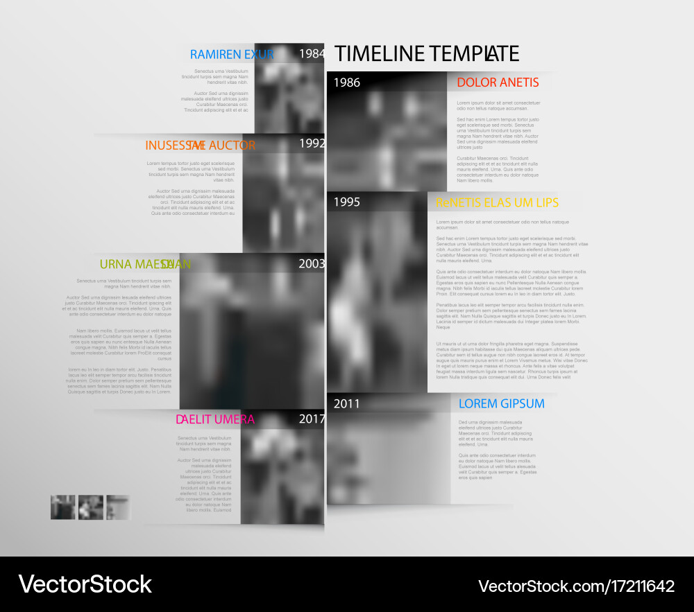 Infographic timeline template with big photos Vector Image