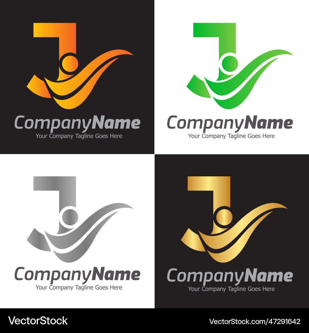 Letter j logo template colorful j Royalty Free Vector Image