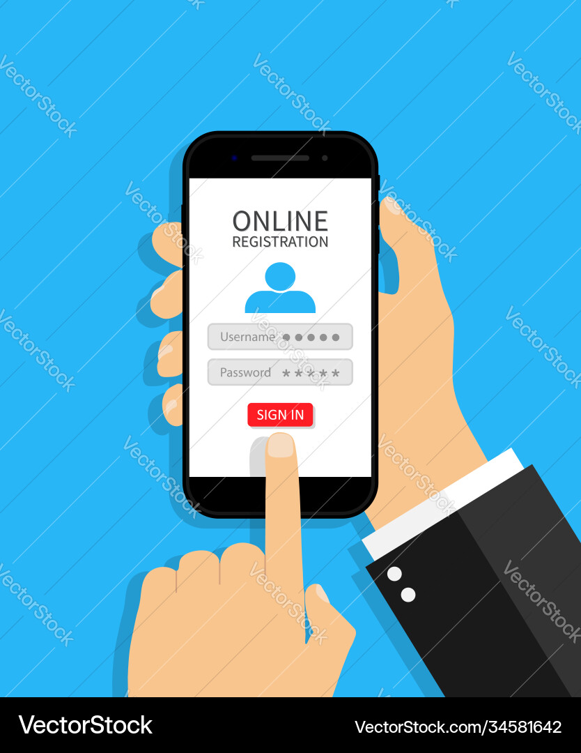 Registration account with login and password Vector Image