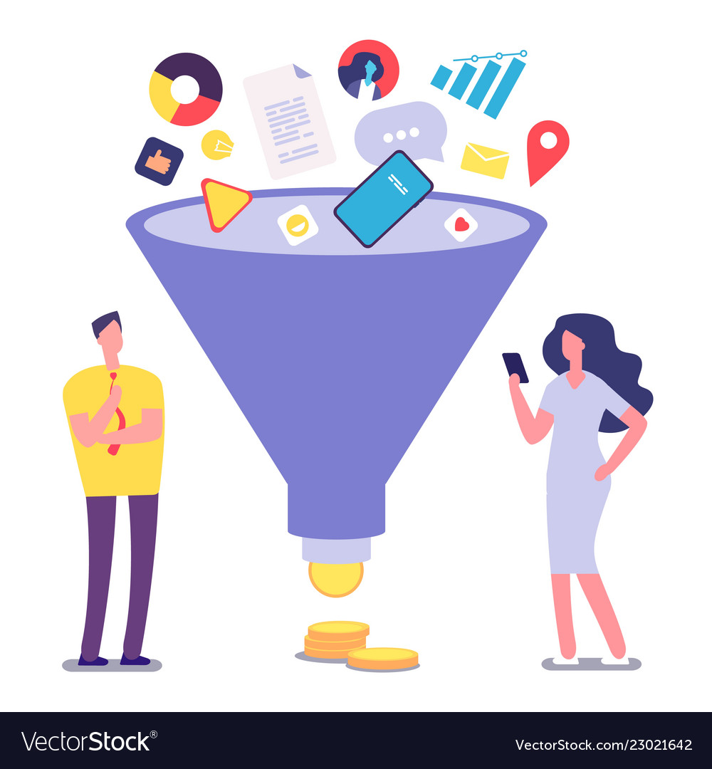 Sale funnel lead management optimization Vector Image Sale funnel lead management optimization Vector Image