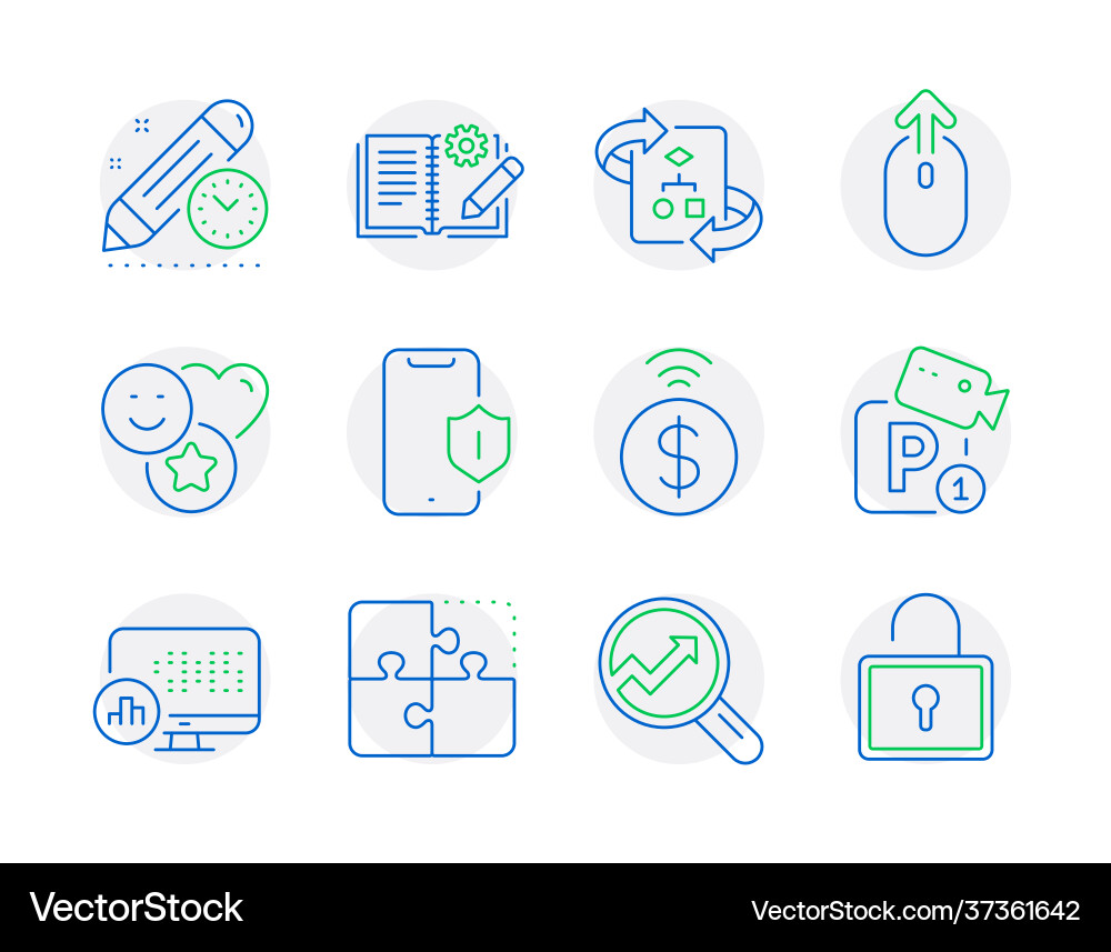 Technology icons set included icon as puzzle Vector Image