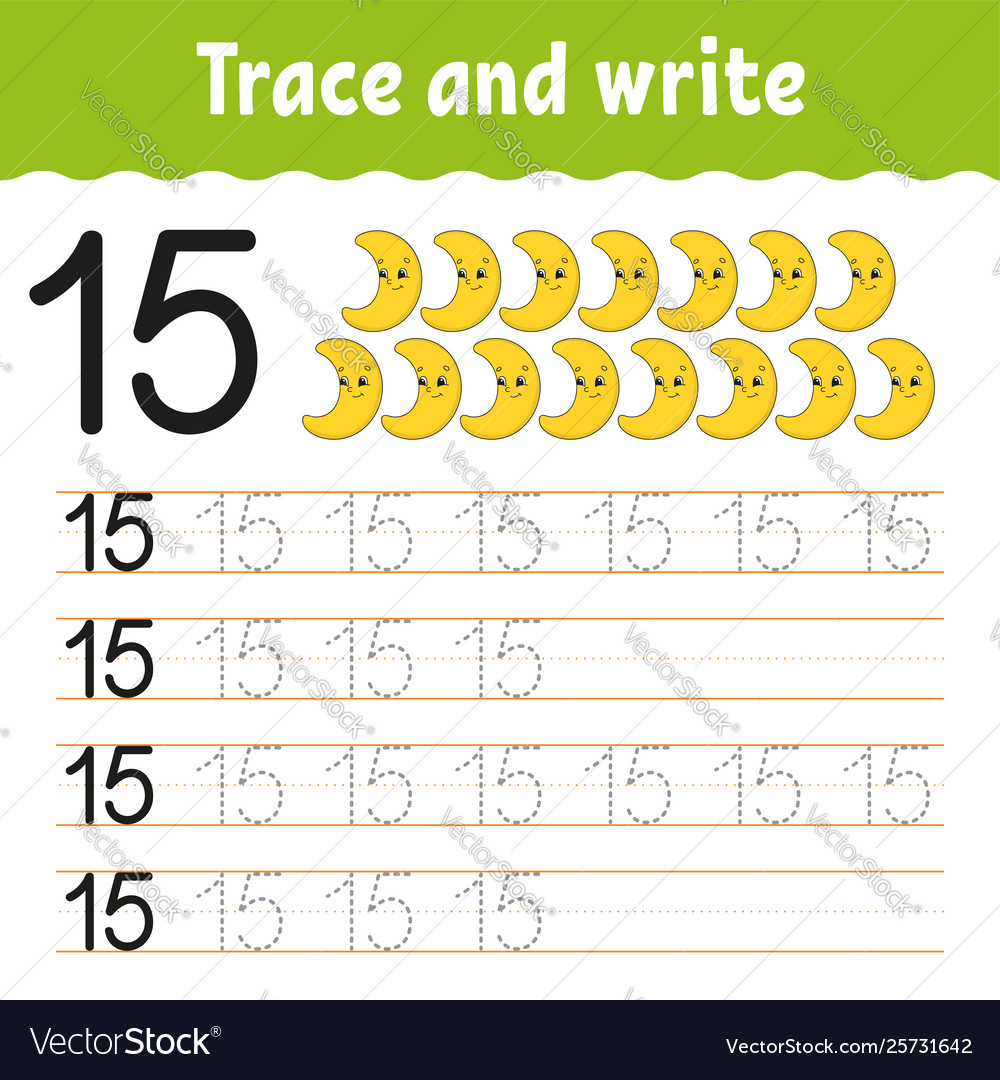 Trace and write handwriting practice learning Vector Image
