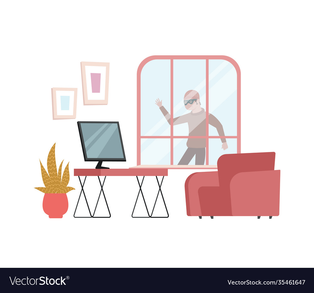 Anti robbery flat composition Royalty Free Vector Image