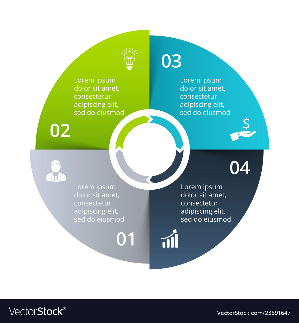 Circle Diagram Divided Into 4 Parts Steps Vector Image