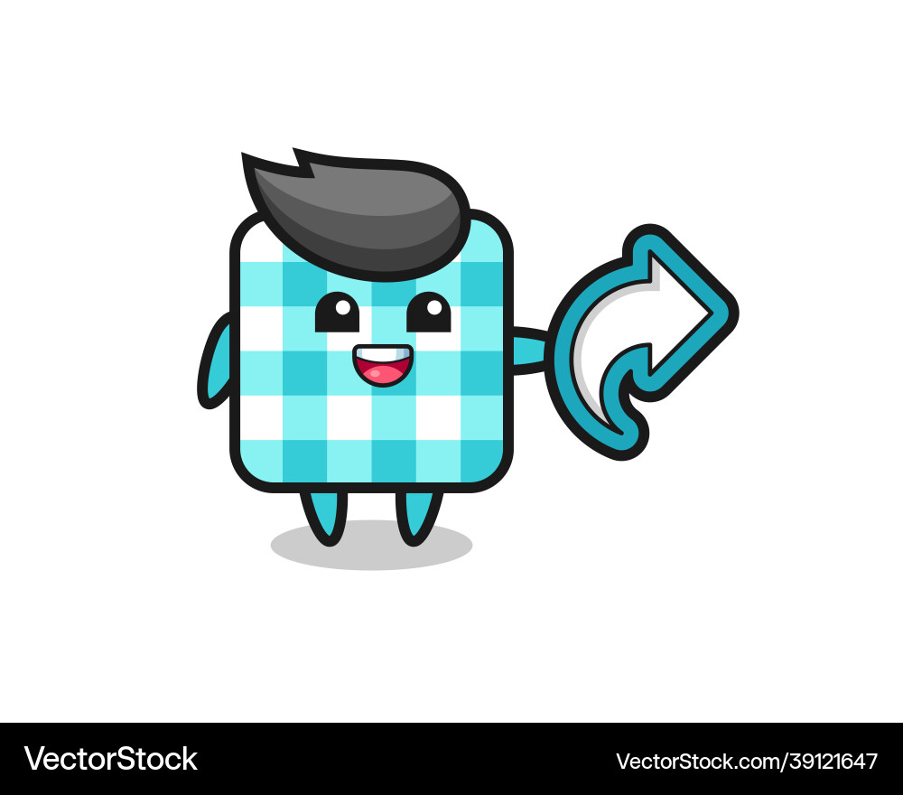 Cute checkered tablecloth hold social media share Vector Image