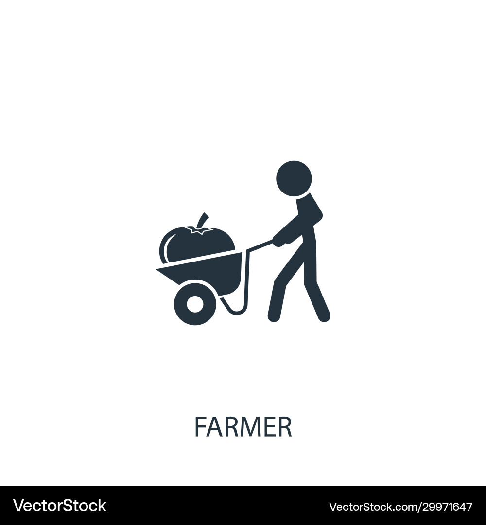 Farmer with wheelbarrow cart icon simple Vector Image