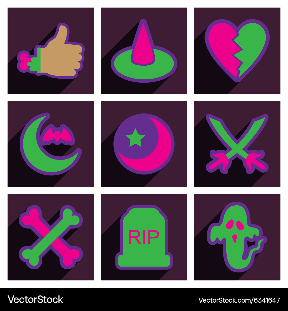 Flat with shadow concept halloween icons Vector Image