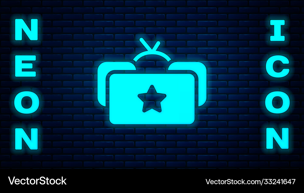 Glowing neon ushanka icon isolated on brick wall Vector Image
