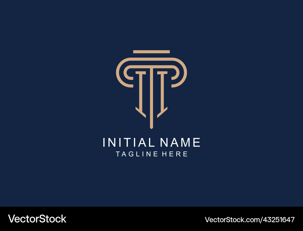 Ii initial pillar logo elegant and luxury law Vector Image